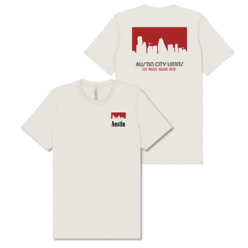 WHITE UNISEX SHIRT WITH ACL COWBOY SKYLINE – Austin City Limits